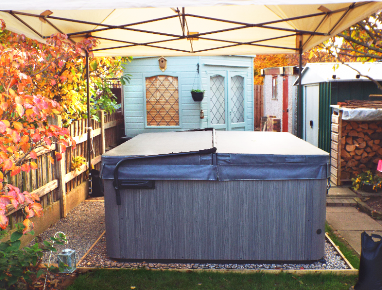 7ft x 7ft Plastic Hot Tub Base Under An Artesian Spa Hot Tub