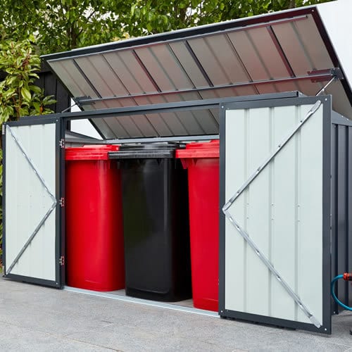 Wheelie Bin Storage | 8'x3' Lotus Metal Bin Store